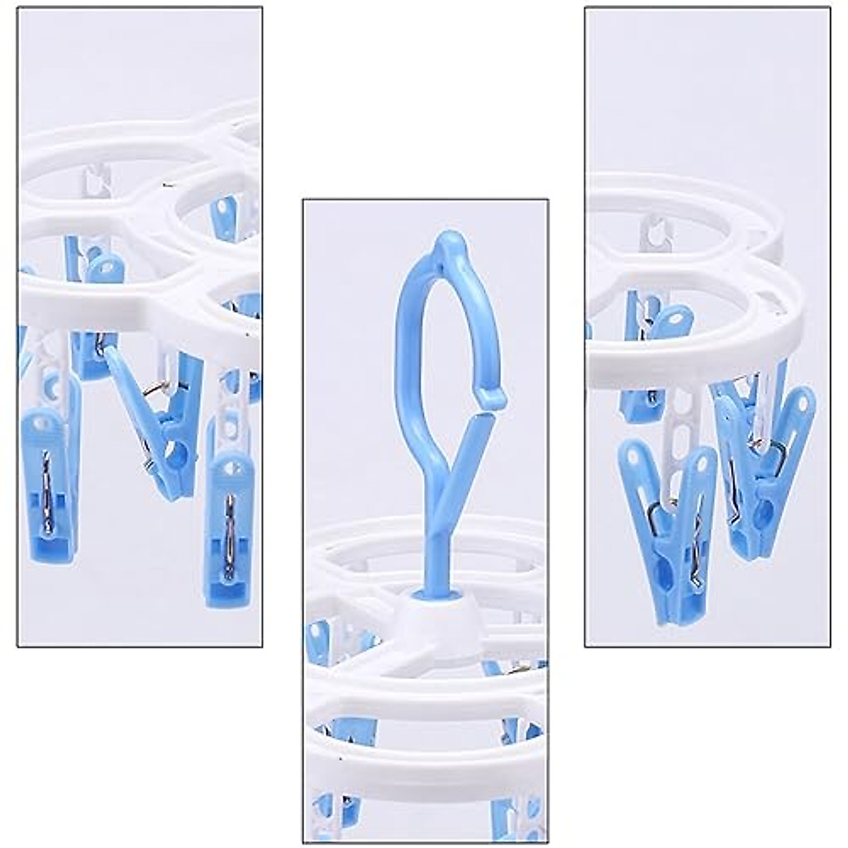 NOTRYA Wall Mounted Drying Rack, Glove Holder Windproof Drying Rack Towels Hanging Sturdy Clip Hanger Hats Superior Gloves Portable Folding Clothes (Color : Blue)