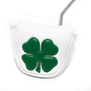 barudan golf Green White Shamrock Golf Headcover Head Covers Magnetic Mallet Putter Club Cover Protector Synthetic Leather Well Made for Odyssey 2ball Putters,Scotty Cameron,Tayormade,Ping (White)