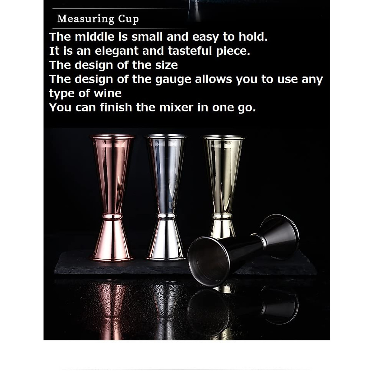 jigger 2oz 1oz,Cocktail Jigger measuring cup,with Measurements Inside Alcohol Measuring Tools shot measure jigger shot Japanese Style Sim Double Jigger for Bartending bartender tools (Gold)