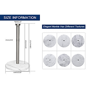 NearMoon Standing Paper Towel Holder, Kitchen Paper Towel Roll Holder- for Bathroom Kitchen Countertop, Standard or Jumbo-Sized Roll Holder (with Marble Base, Brushed Nickel)