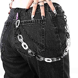 Bounzhi Cute Pants Jean Chain Layered Keychain Punk Colorful Pendants Heart Pocket Trousers Chain Hiphop Rock Wallet Chains Body Jewelry for Men and Women (Black)