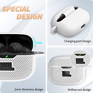 KGDHjuei for JBL Vibe 200TWS/JBL Vibe Beam Case Cover, Silicone Protective Shock Cover Compatible with JBL Vibe 200TWS & JBL Vibe Beam True Wireless Headphones Charging Case with Carabiner (White)