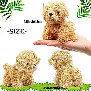 Anboor Small Stuffed Animals—4.8 Inch Cute Puppy Dog Plush Stuffed Animal with Keychain for Party Favors (Light Brown)