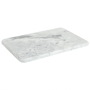Marble Chopping Board, By Home Basics | 8" x 12", (White), Cutting Boards For Kitchen | Kitchen Cutting Boards With Non-Skid Feet
