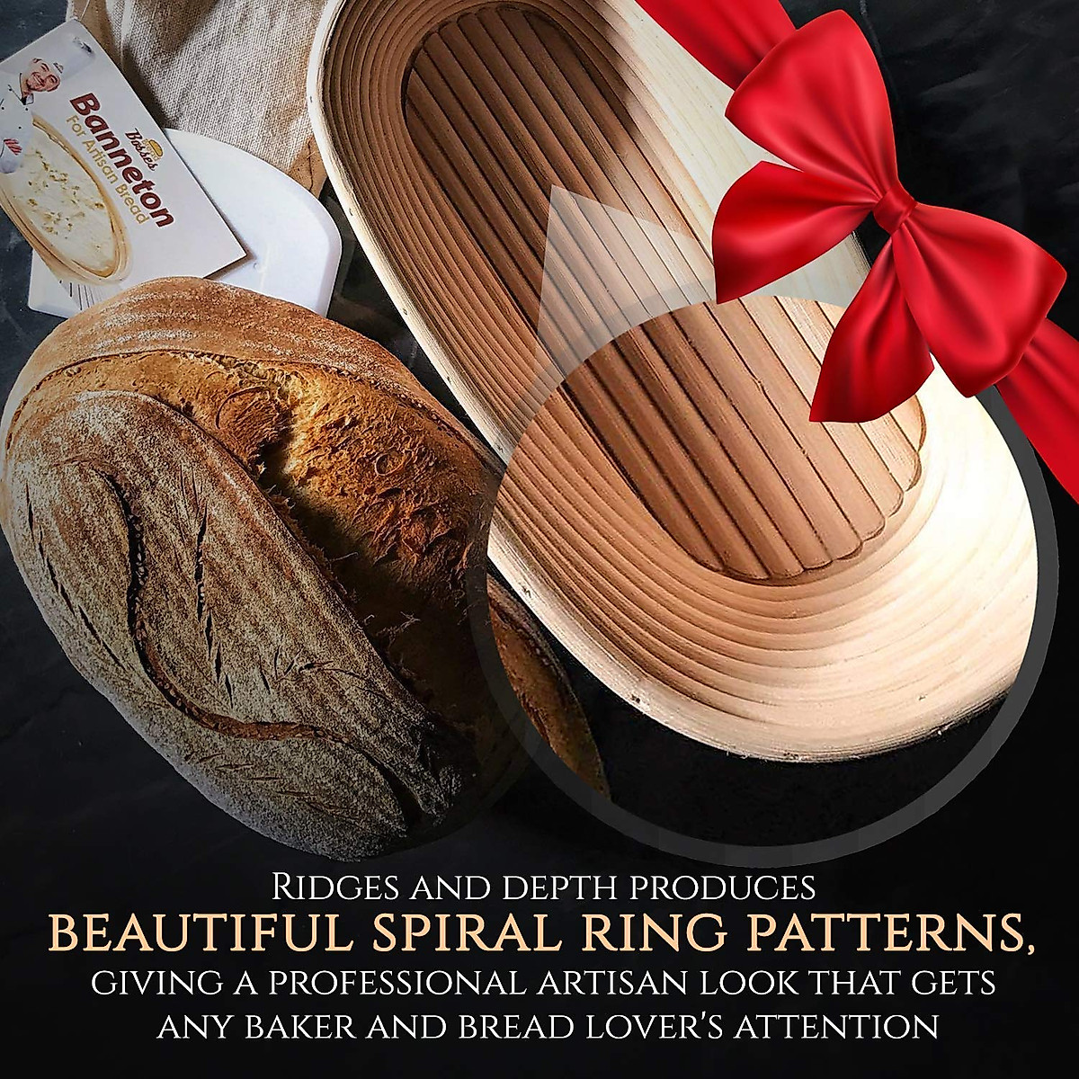 Bread Bosses Oval Bread Banneton Proofing Basket - 10 Inch Baskets and Bread Bakers Lame Slashing Tool - Great as a Gift