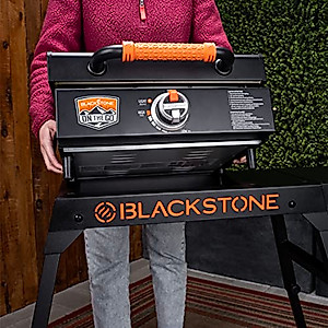 Blackstone Universal Griddle Stand with Adjustable Leg and Side Shelf - Made to fit 17” or 22” Propane Table Top Griddle – Perfect Take Along Grill Accessories for Outdoor Cooking and Camping (Black)