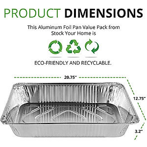 Nicole Fantini Full Size Deep Aluminum Pan With No Lids for Baking, Serving, Roasting, Broiling, Cooking - L. 20 3/4" x W. 12 4/5" x D. 3 1/5" (10)