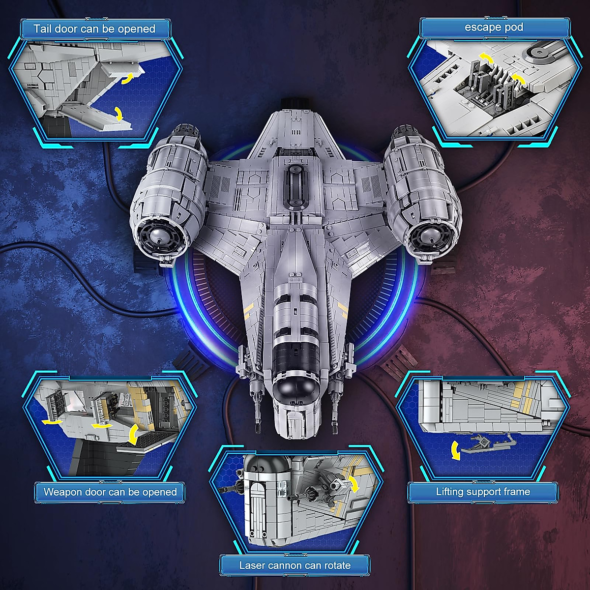 WLOXBKF MOC Starship Toys The Razor Crest Spaceship Model Building Kits,Star Plan UCS Collectible Set for Adults Compatible with Star Wars A New Hope Educational Blocks (5018 Pieces)