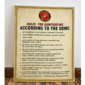 "Rules for Gunfighting According to the USMC"-U.S. Marine Corps Wall Art- 8 x 10" Distressed Patriotic Print-Ready to Frame. Home-Office-Military Decor. Perfect Gift for All Marines! Semper Fi!