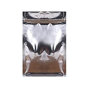 100PCS Silver Metallic Stand-Up Side Gusset Zip Top Lockk Bags w/Window 14x24+6cm (5.5x9.4+2.3")