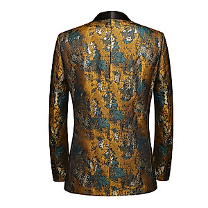 CARFFIV Men's Vintage Jacquard Blazer Blazer Blazer Prom, Banquet, Dinner, Wedding, Prom, Party,Grey,3XL