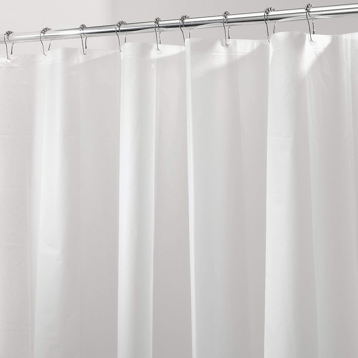 iDesign PEVA Mold and Mildew Resistant Plastic Shower Curtain Liner for Use Alone or With Fabric Curtain, Set of 2, 72” x 72”, White