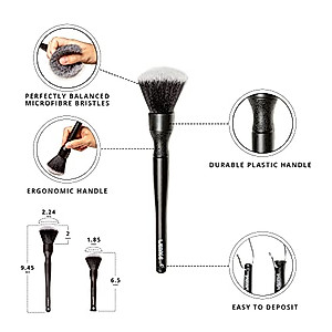 Wenage Ultra-Soft Detailing Brush Set with Microfiber Cloth for Scratch-Free Cleaning and Detailing of Delicate Surfaces Interior Exterior Automotive, Leather, Infotainment Screens, Electronics