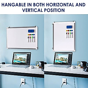 Whiteboard Set - 24 x 18" Dry Erase Board with 1 Magnetic Eraser, 4 Dry Wipe Markers, 4 Magnets and 6 Magnetic Labels - Wall Hanging Reminder Kanban Scrum White Board for Home and Office