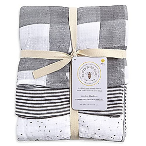 Burt's Bees Baby - Swaddles, Muslin Cotton Baby Blankets, 3-Pack, Multipurpose Lightweight & Breathable 100% Organic Cotton