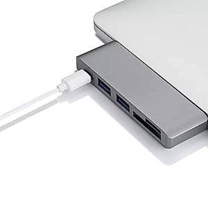 SAIENTEE USB-C Hub Multiport Type-C Hub Adapter 2 USB 3.0 Ports, Type C Charging Port, SD/Micro SD Card Reader MacBook ChromeBook Pixel, Pocket Size