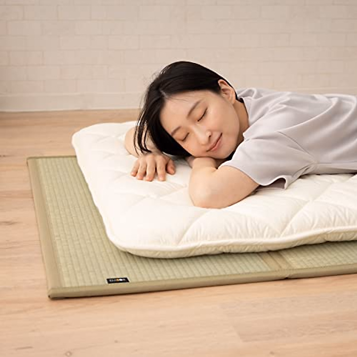 EMOOR Japanese Traditional Tatami Mat Twin-XL, Natural (Undyed), Made in Japan Tatami Floor Mats
