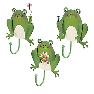 GOOHOCHY 3pcs Frog Hook Wall Decoration Wall Mounted Hooks Towel Hooks Decorative Hook Key Hanger Cute Wall Hook Frog Shaped Hanger Key Hook Iron Wall-Mounted Coat Hanger Hooks