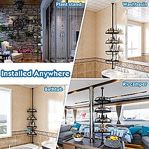 Shower Caddy Corner, 56 to 125 Inch Adjustable Tension Pole Corner Shower Caddy with 4 ABS Baskets,Rustproof Stainless Pole, Drill Free Shower Rack, Large Shower Storage Shelf for Inside Shower