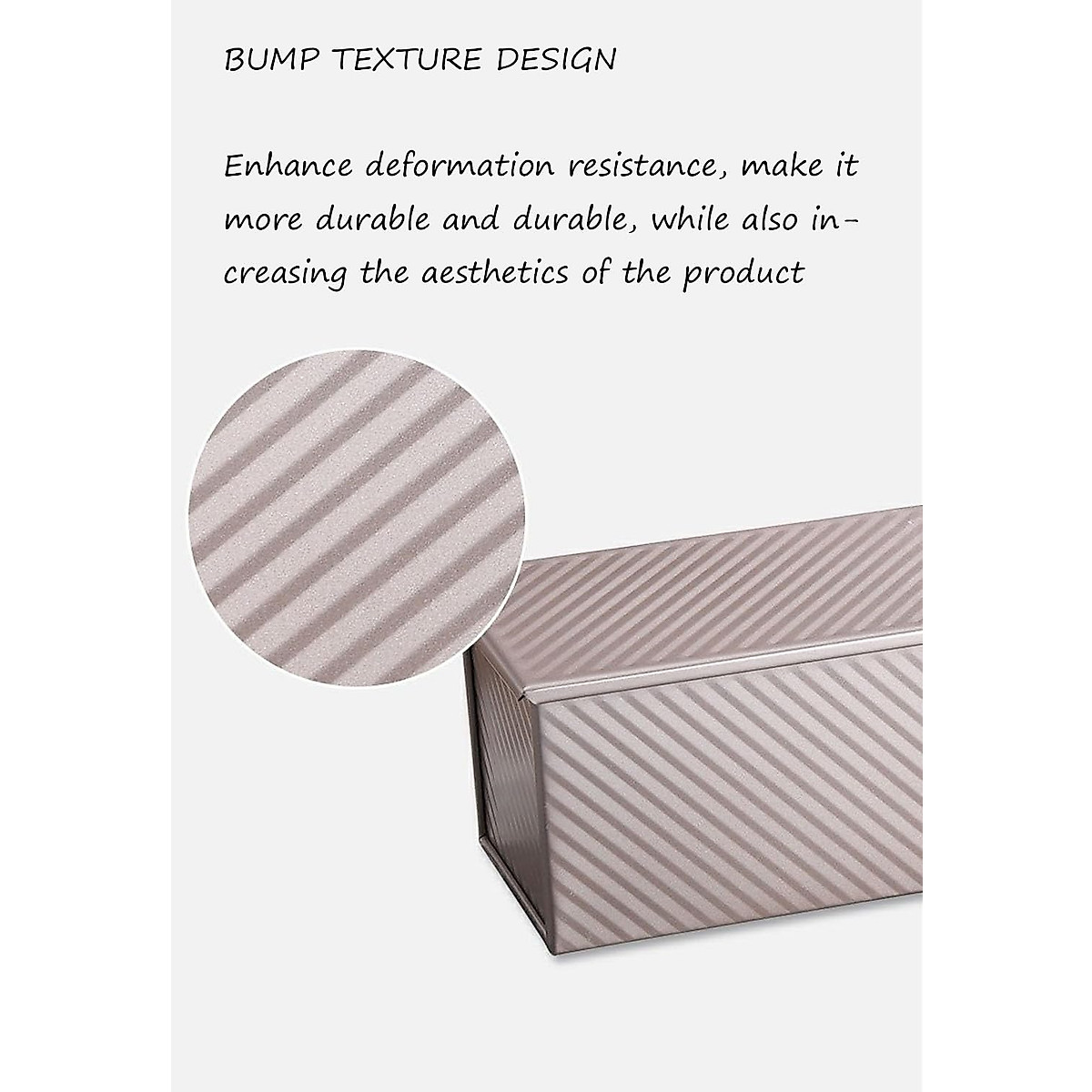 SNXDBH 2 pack Loaf Pan with Lid, 1 lb Non-Stick Bread Toast Mold, Carbon Steel Corrugated Bread Toast Box Mold for Baking Bread Pan Bread Tin for Homemade Cakes, Breads and Meatloaf(Champagne Gold)