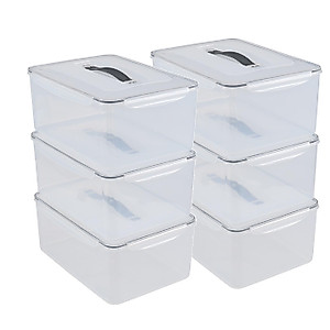 Sadstory 16 Quart Airtight Plastic Gasket Boxes with Handles, Food Storage Bin with Sealing Lid for Bread, 6 Packs