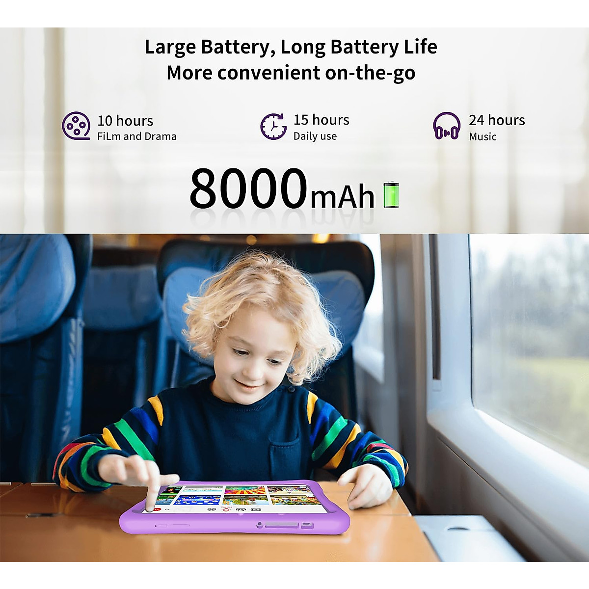 NOBKLEN Kids Tablet 10 Inch, Android 13, 4GB+64GB, 8-Core CPU, WiFi 6, 12H Battery Life, Parental Control, 1280 * 800 HD Display, Dual Cameras, Shockproof Case, Pre-Installed Educational Apps