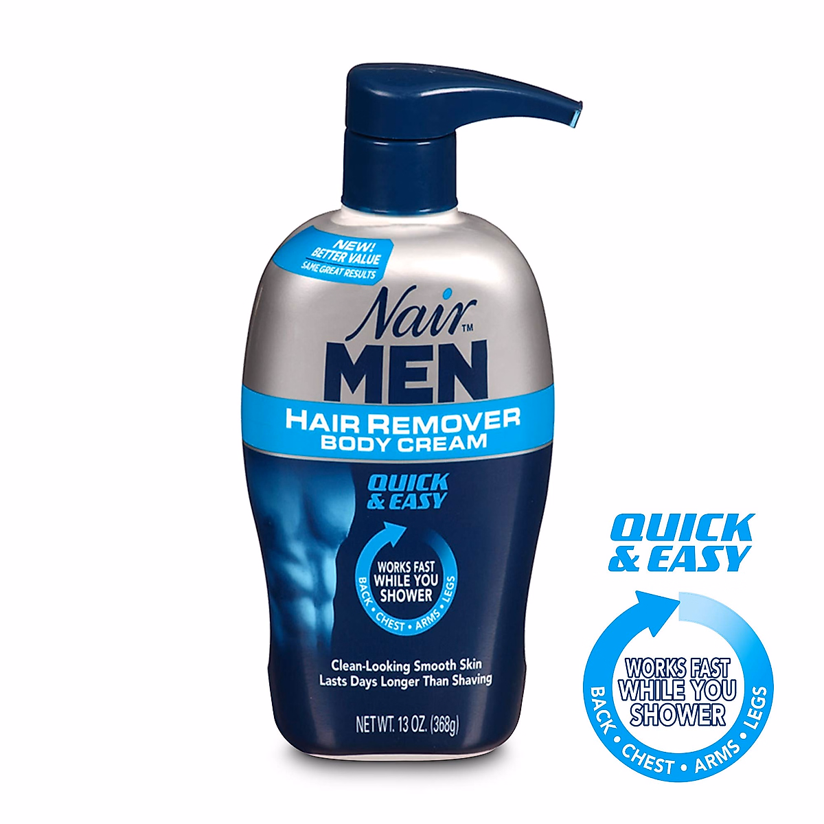 Nair Men's Hair Removal Cream, Body Hair Remover for Men, 13 Oz Bottle
