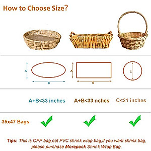 Morepack Extra Large Cellophane Bags,35x47 Inch Big Clear Basket Bags 10PCS Jumbo Cellophane/Cello Wrap for Gift Baskets