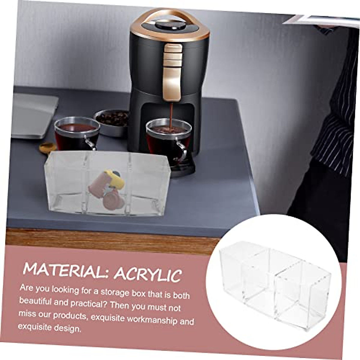 Coffee Station Holder Box Tea Storage Box Plastic Storage Cabinet Tea Teabag Tea Bag Storage Coffee Station Holder Sugar Bag Organizing Box Divided Holder Tea Bag Bin