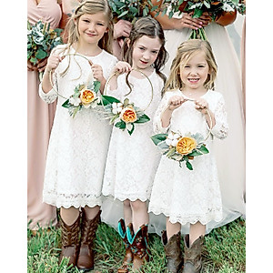 Cutiego Rustic Flower Girl Dress (2T, White)