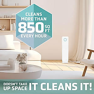GermGuardian Air Purifier for Home, Large Rooms, H13 HEPA Filter, Removes Dust, Allergens, Smoke, Pollen, Odors, Mold, UV-C Light Helps Reduce Germs, 28 Inch, 2- Pack, White, AC5350W2PK