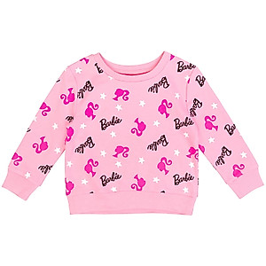 Barbie Little Girls French Terry Pullover Sweatshirt Pink 6-6X