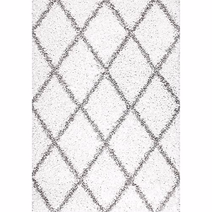 nuLOOM Tess Moroccan Shag Area Rug, 4' Square, White