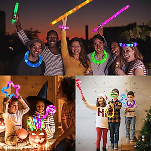 24-Pack Christmas Light Up Glow Sticks Fidget Pop Tubes Kids Party Favors Toddler Sensory Toys Bulk, Goodie Bag Stuffer Fillers, Birthday Return Gifts Treat Prizes, LED Glow in The Dark Party Supplies