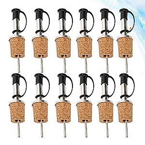 YARDWE Bottle Caps 12PCS Stainless Steel Wine Pourers Liquor Pour Spouts Set Cork Design for Wine Liquor Olive Oil Coffee Syrup Vinegar Bottles