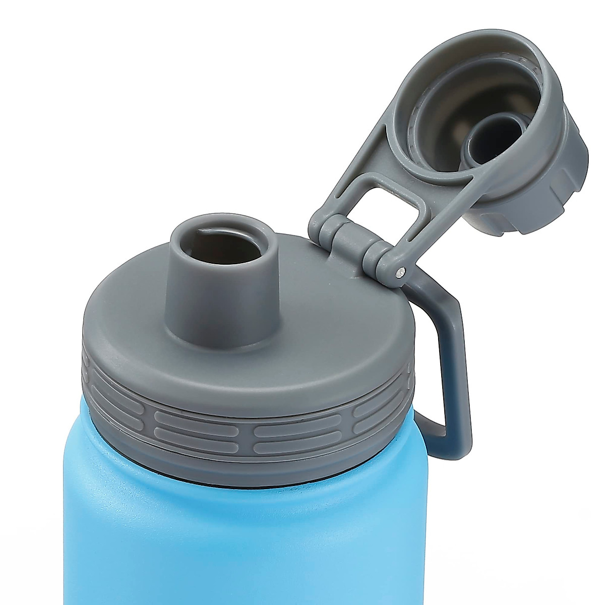 STOVER Insulated Water Bottle, 25oz Stainless Steel Double Wall Vacuum Wide Mouth Leakproof Spout Lid with Handle Ideal for Sports, Travel & Daily Use (Light Blue)