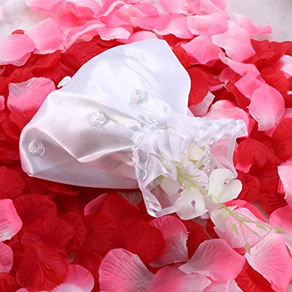 LUOEM Satin Bridal Wedding Money Bag White Bridal Bridesmaid Satin Flower Decorated Bag Handbag with Pearl for Dollar Dance Bridal Purse Wedding Favor