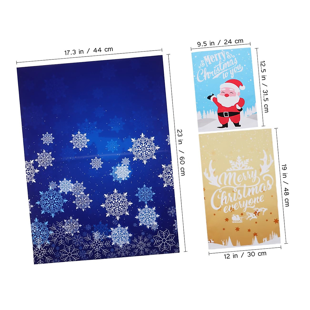 Christmas Bags Large Size Christmas Wrapping Assorted Styles Christmas Goody Bags with Ribbon Ties for Christmas Party Xmas Holiday 30PCS