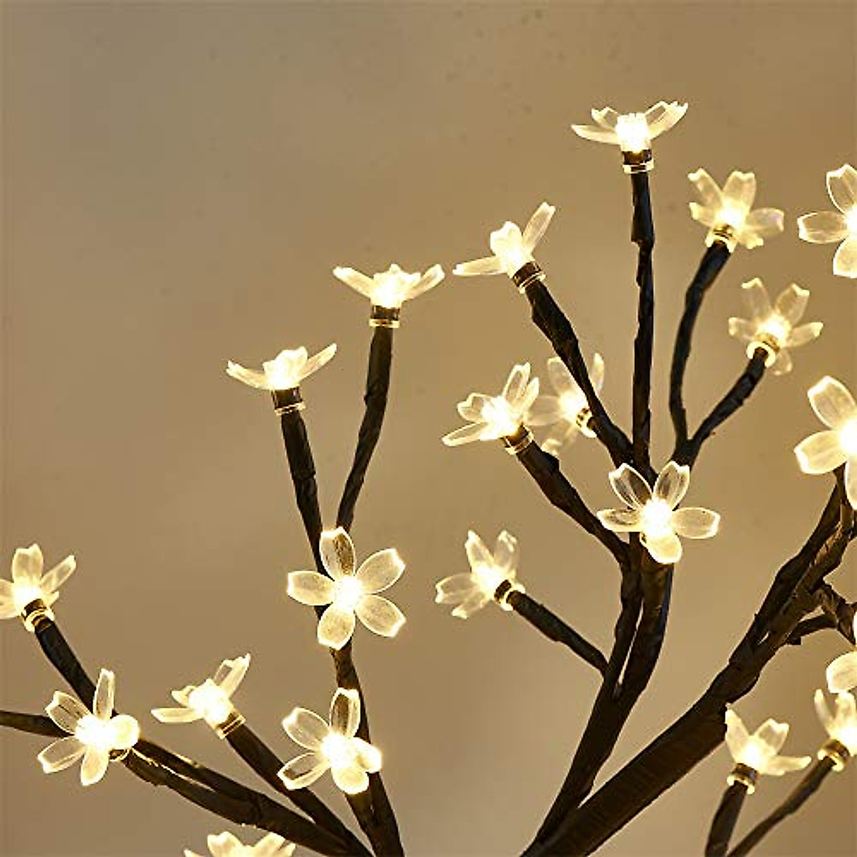 PEIDUO 17.5” Lighted Cherry Blossom Tree 48 Warm White Lights Plug in Adapter Light up Bonsai Tree for Christmas Indoor Home Bedroom Office Living Room Tabletop Tree Night Light Artificial Plants