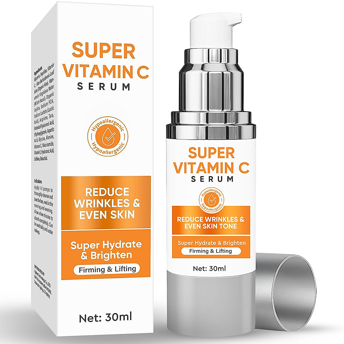Vitamin C Serum for Face, Gentle Anti-Aging Facial Treatment with Hyaluronic Acid -Arouse Skin Energy, Firming & Hydrating, Improve Skin Luster