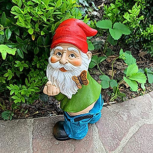 Mood Lab Garden Gnome - Pants Down Gnome - 9.3 Inch Tall Statue Lawn Garden Figurine - for Outdoor or House Decor