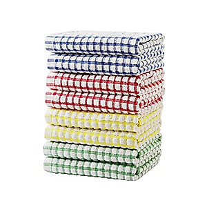 Oeleky Dish Towels for Kitchen 15x26 Inches, Pack of 8 Cotton Kitchen Towels for Drying Dishes, Absorbent Bar Mop Towels (Multi, 15x26 inches)