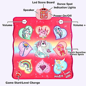 Beginreally Dance Mat for Girls, Electronic Music Dance Pad with Adjustable Volume, Dancing Games with LED Score Screen, 5 Game Modes, Christmas Birthday Gifts Toys for Age 3 4 5 6 7+ Year Old Girls