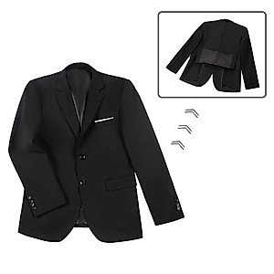 Men's Suit Slim Fit, 2 Piece Black Suits for Men, Solid Jacket Pants with Tie, Prom Wedding Homecoming Tuxedo Set XS