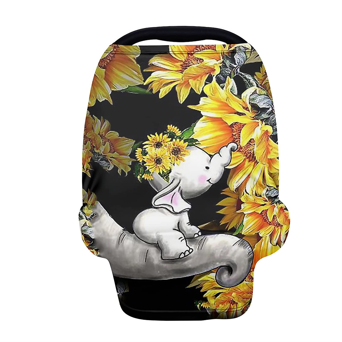 ZFRXIGN Elephant Sunflower Baby Car Seat Cover Nursing Breathable Scarf Carseat Canopy Multi-Use Cover Ups for Stroller High Chair Shopping Cart Gifts Cute, 1 Count (Pack of 1)