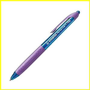STABILO 4 x Performer Plus Ballpoint Pen BLUE Ink FINE 0.7mm - ALL COLOR BLUE-PURPLE-YELLOW-GREEN - For Fast and Smooth writting