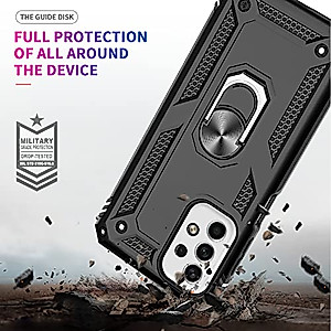 LeYi for Galaxy A23 5G Phone Case, Samsung Galaxy A23 5G Case with [2 Pack] Tempered Glass Screen Protectors, Heavy Duty Protective Phone Case with Magnetic Ring Stand for Samsung A23 5G, Black