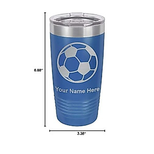 LaserGram 20oz Vacuum Insulated Tumbler Mug, Soccer Ball, Personalized Engraving Included (Dark Blue)