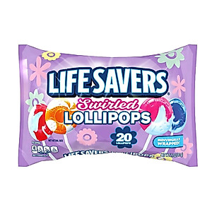 Lifesavers Swirl Lollipops 20 Individually wrapped lifesaver swirl lollipops | Marshmallow Flavored Lollipop Rings 1.41 oz in a Soko Smiles Bag.