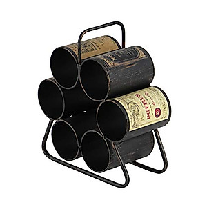 Deco 79 Metal 6 Bottle Wine Rack, 12" x 6" x 14", Black